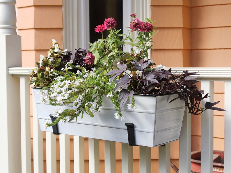 24l White Window Box Planter Galvanized Steel - Etsy
