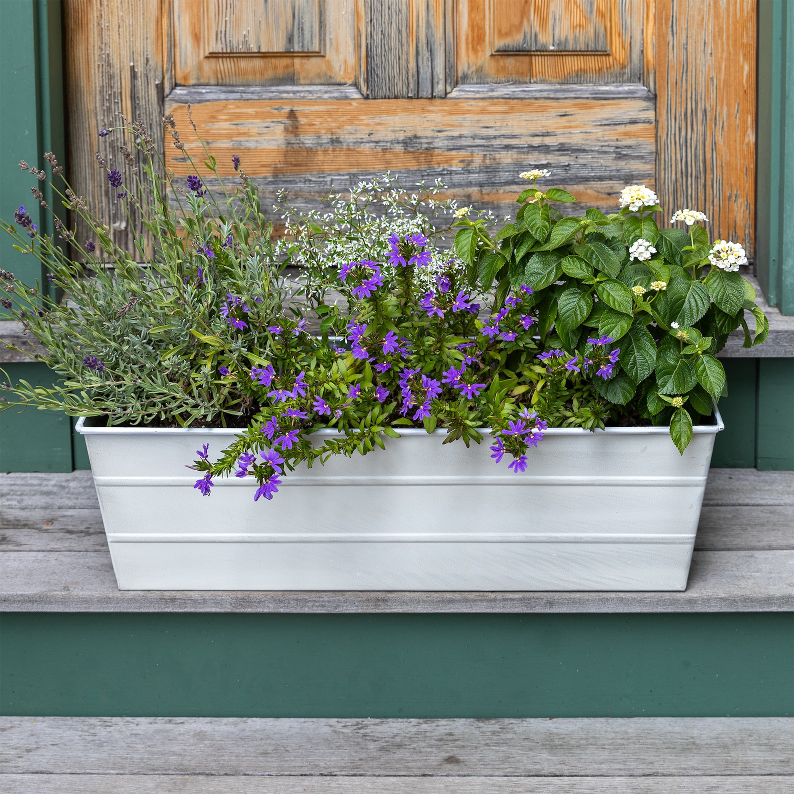 24"l White Window Box Planter, Galvanized Steel - Etsy