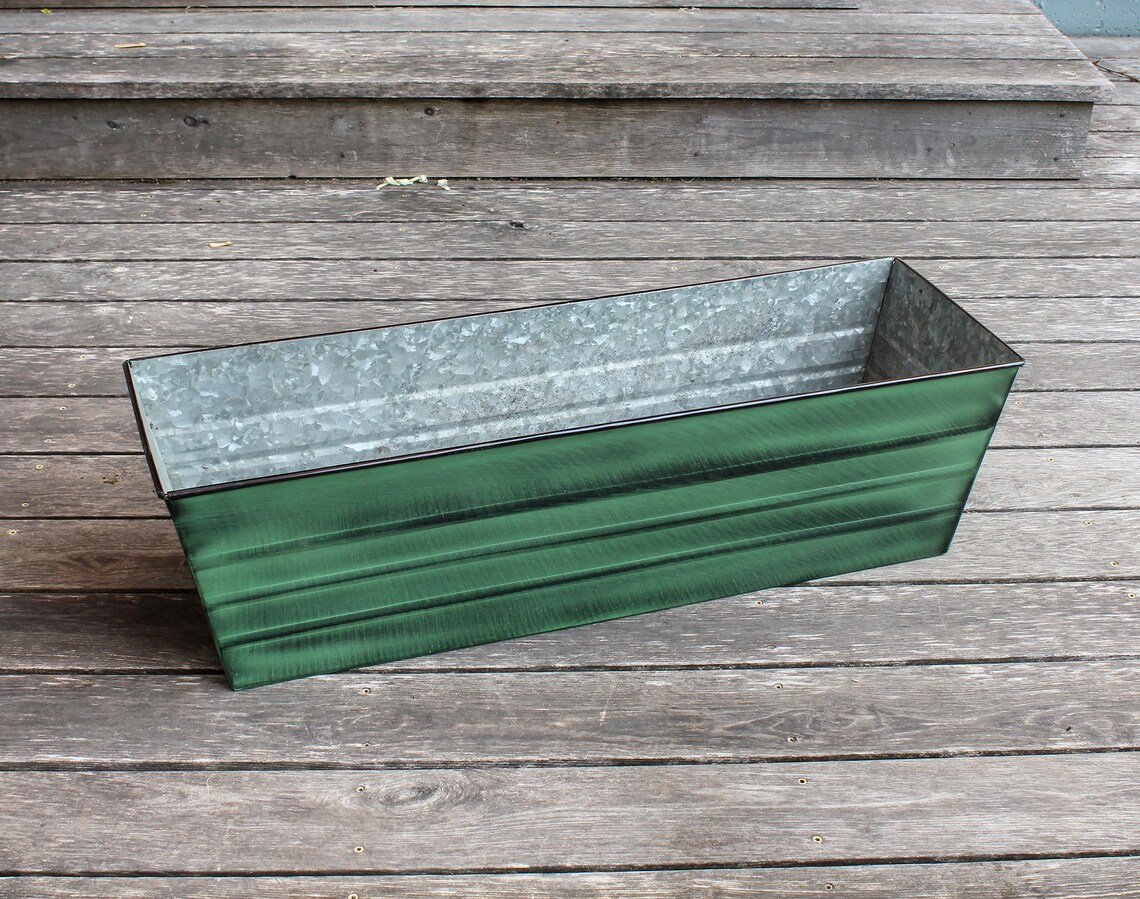 36l Dark Green Window Box Planter Galvanized Steel - Etsy