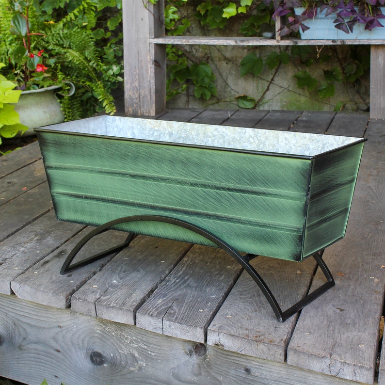 24l Green Flower Box Planter With Modern Stand - Etsy