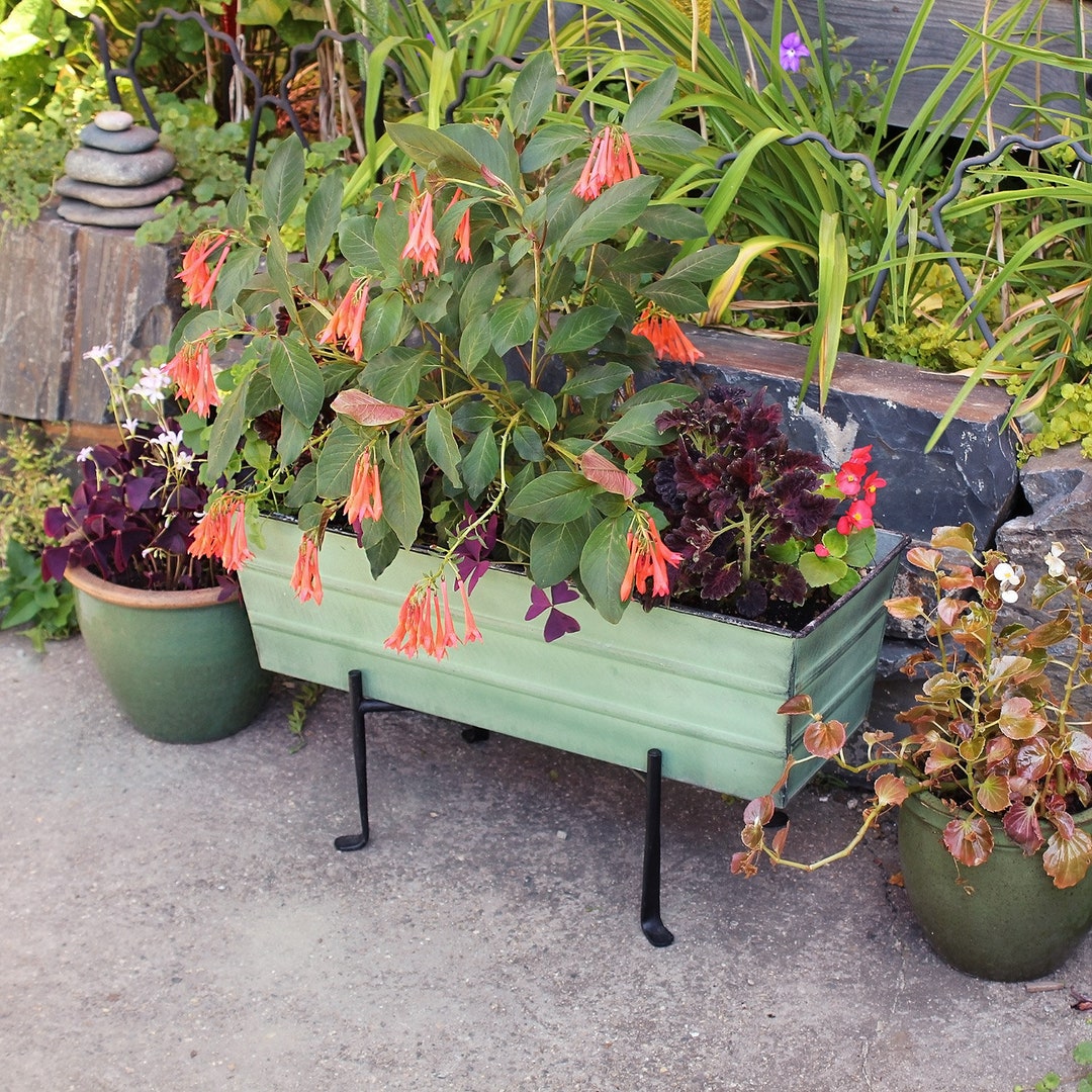 Short Folding Wrought Iron Stand 1 for Planter Tub Flower Box Stand 7h ...