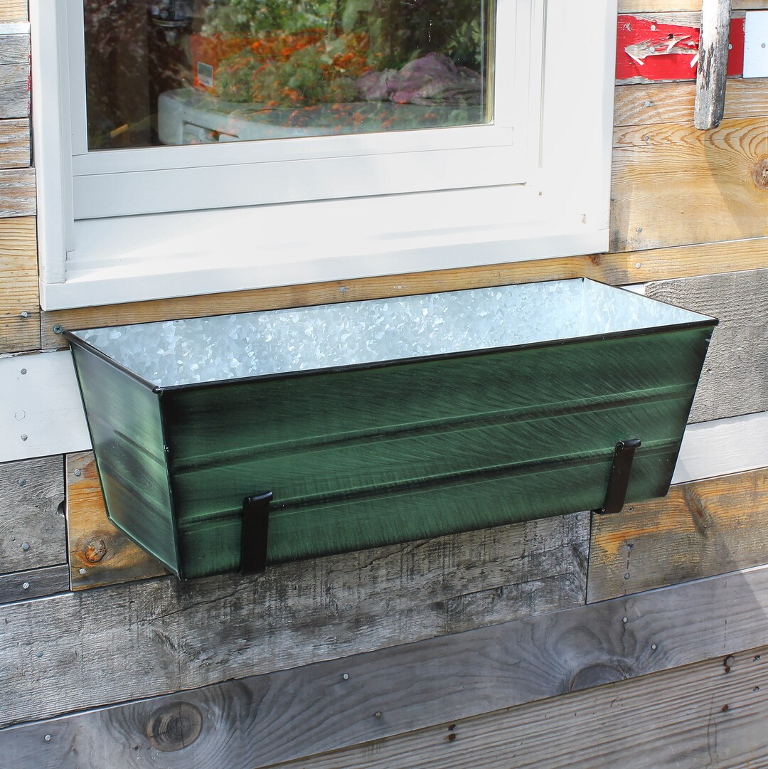 24"l Dark Green Wall-mount Window Box Planter and Brackets - Etsy