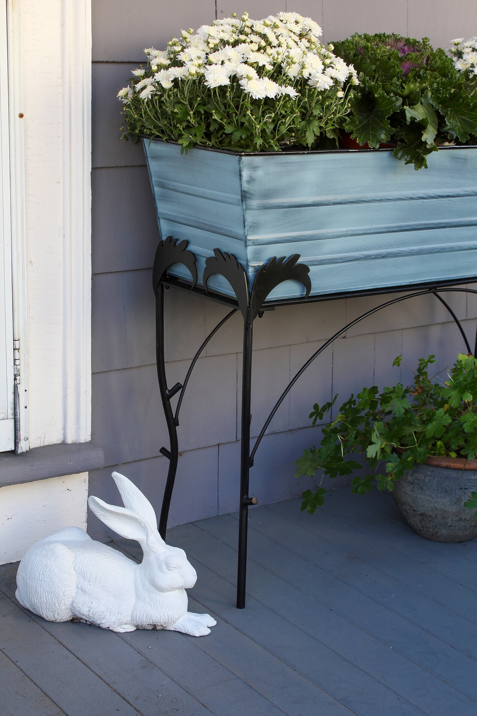 36"l Blue Flower Box Planter With Branches Stand, 30"h - Etsy