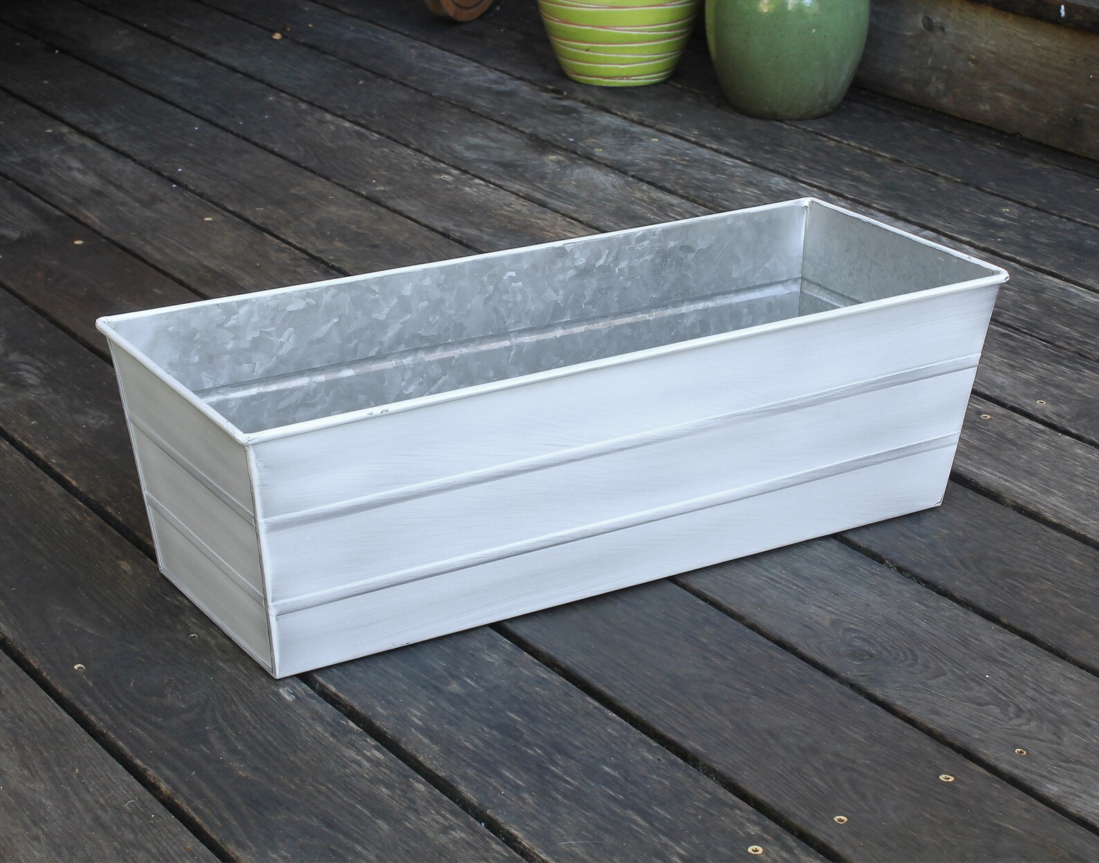 24l White Window Box Planter, Galvanized Steel - Etsy