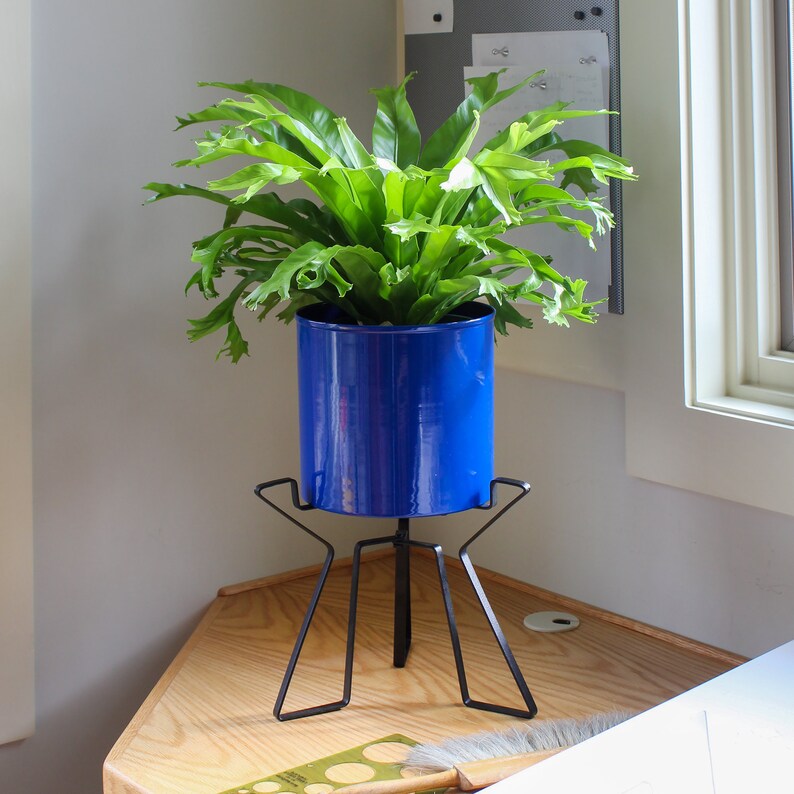 Florence Folding Plant Stand and Blue Planter - Etsy