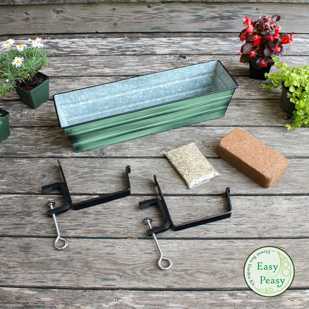 Easy Peasy Grow Kit With Clamp-on Brackets and 22" Green Flower Windowbox Planter - Etsy