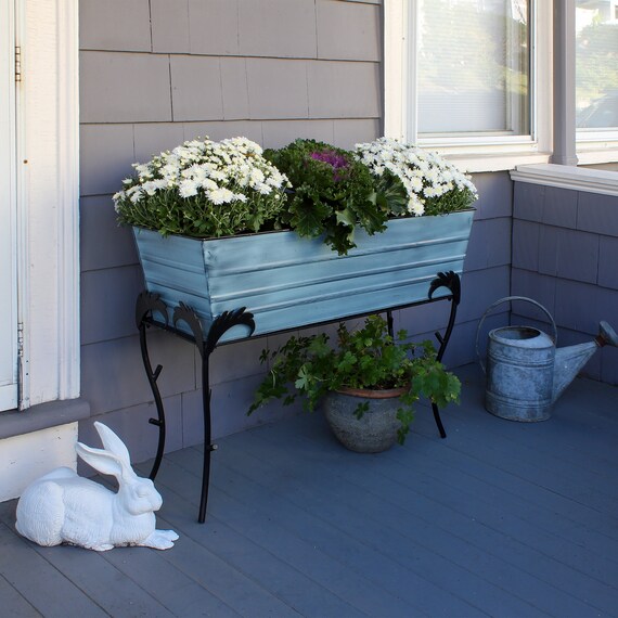 36l Blue Flower Box Planter With Branches Stand - Etsy