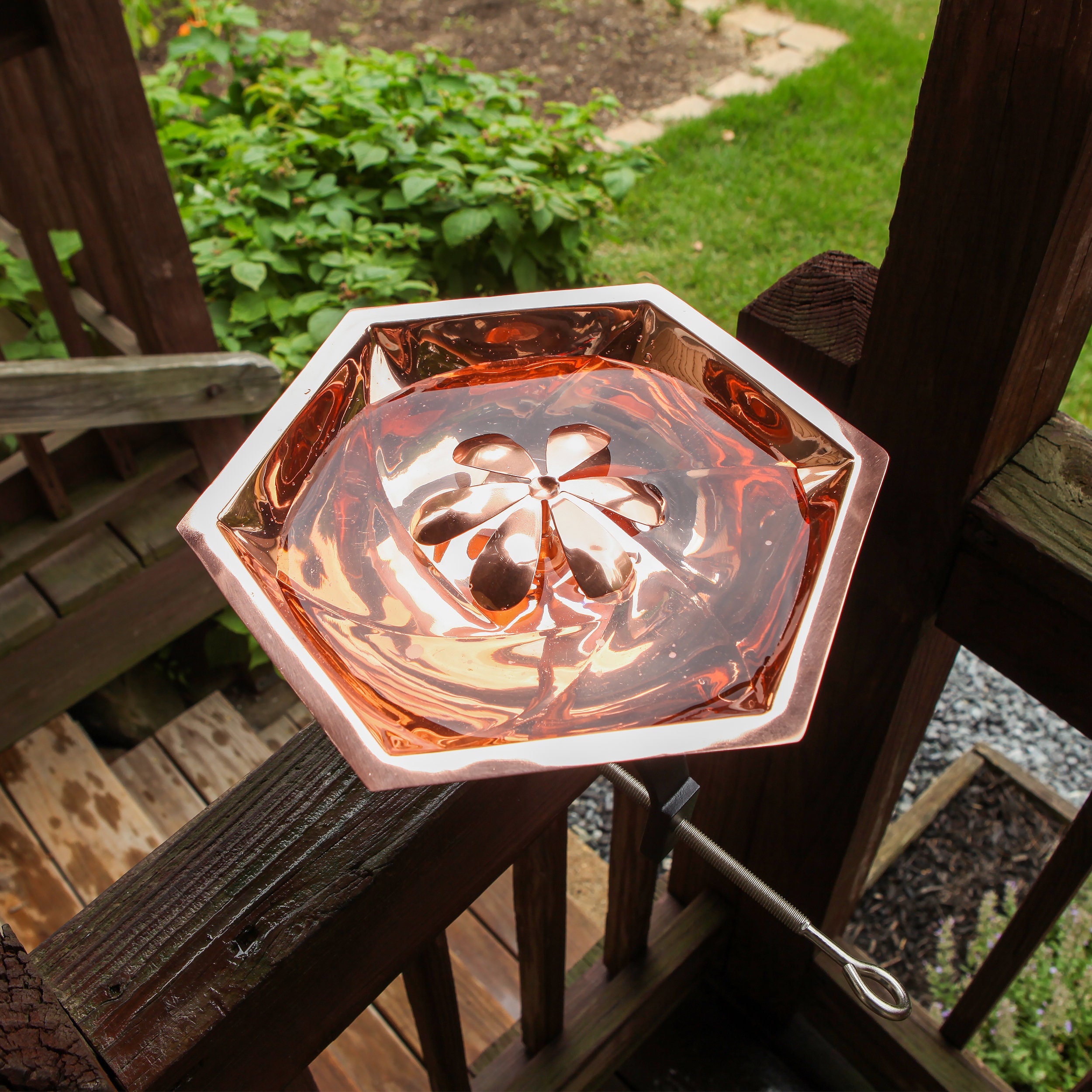 Hexagonal Copper Birdbath Bee Fountain for Pollinator Gardens with Over ...