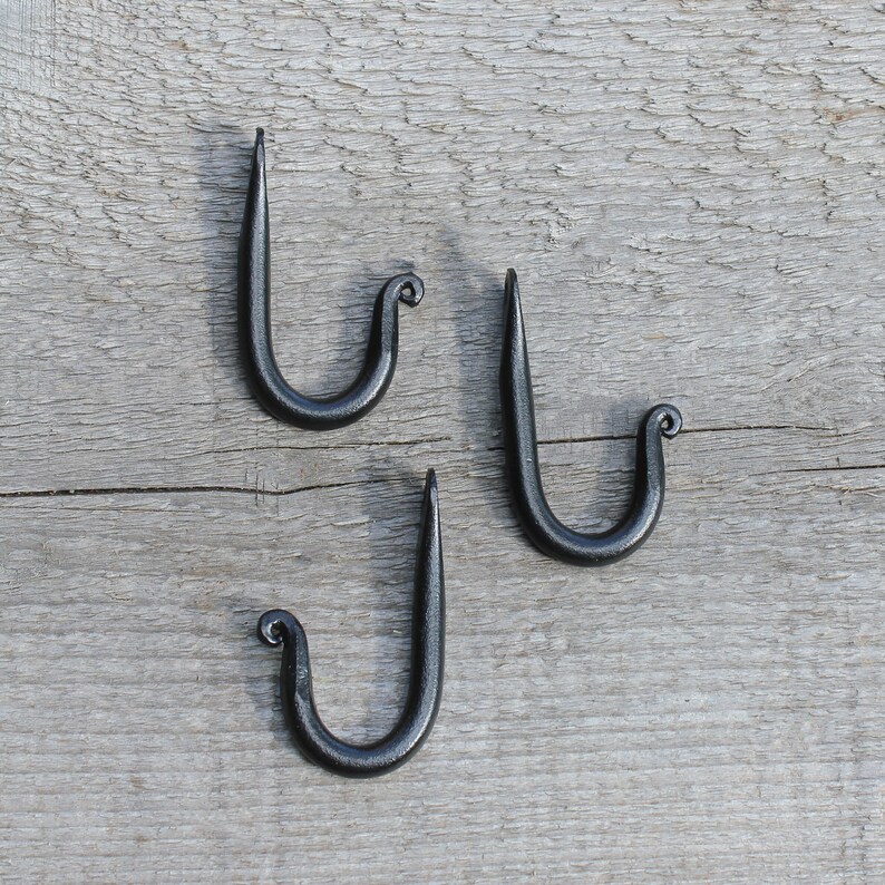 3-wrought Iron Narrow Profile Small J-hooks 3-inch set of - Etsy