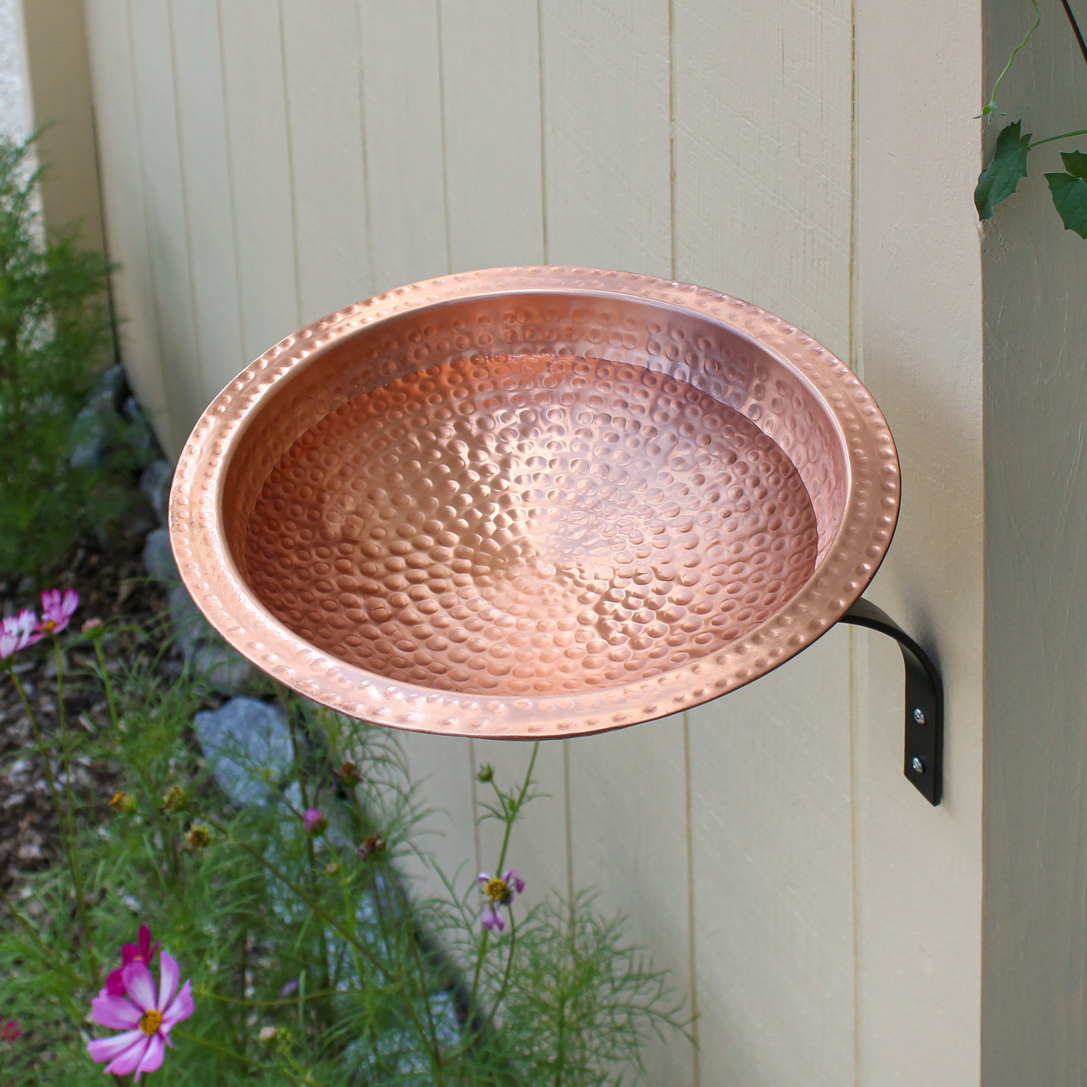 Hammered Solid Copper Birdbath With Wall Bracket - Etsy