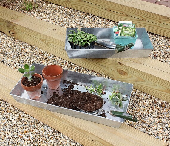 Galvanized Steel Tray Rectangular 20 X 9 1/2 - Etsy