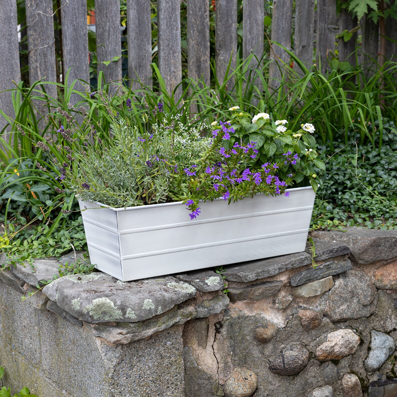 24"l White Window Box Planter, Galvanized Steel - Etsy