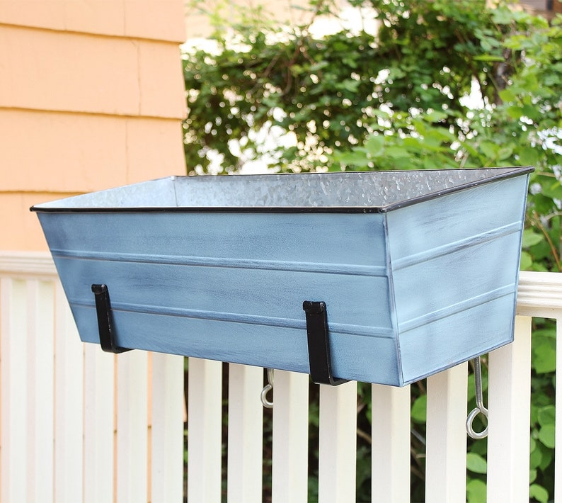24l Slate Blue Window Box Planter Galvanized Steel - Etsy