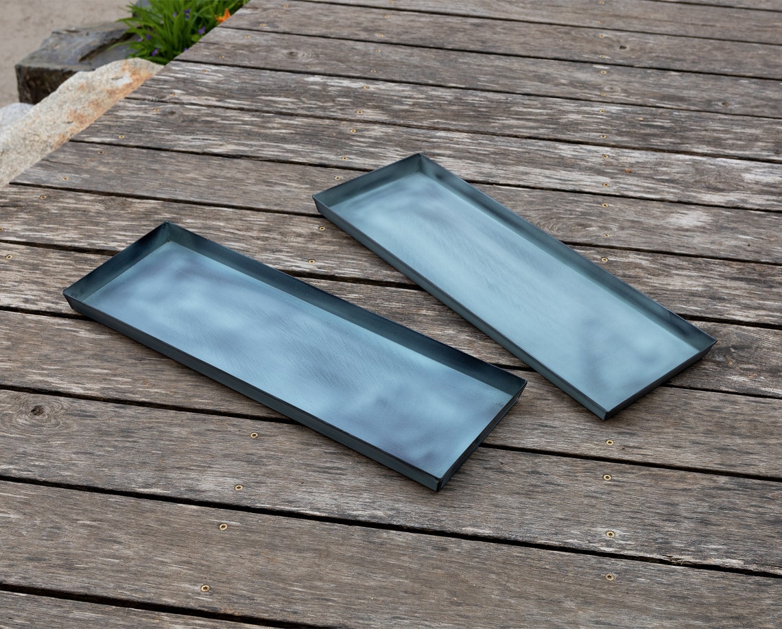 Set of Two, 24" Slate Blue Rectangular Plant Windowsill Trays - Etsy
