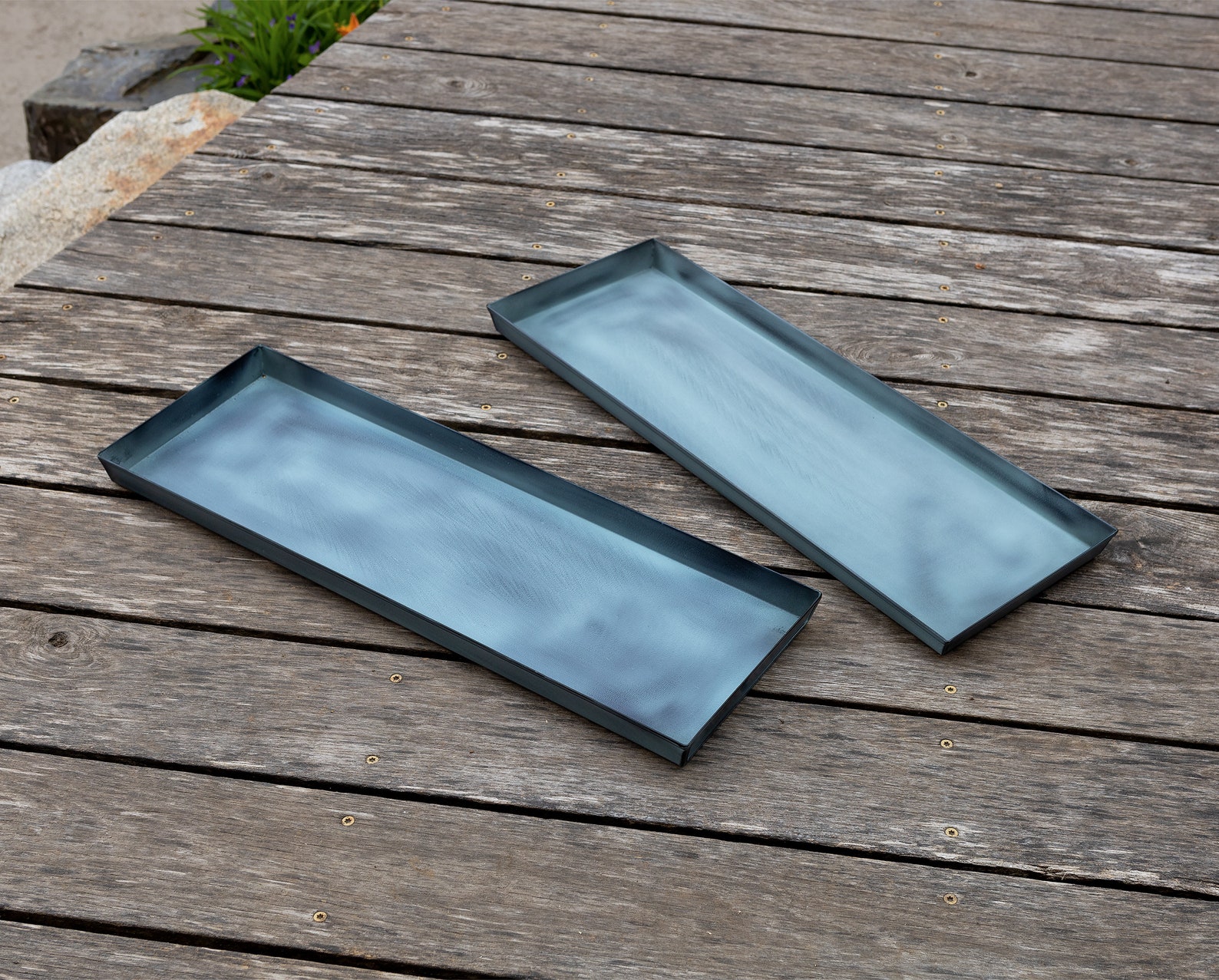 Set of Two, 24" Slate Blue Rectangular Plant Windowsill Trays - Etsy
