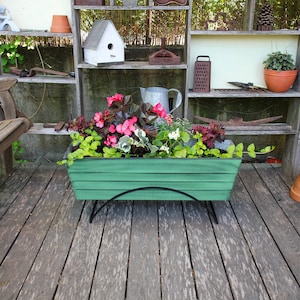 36"l Green Flower Box Planter With Modern Stand - Etsy