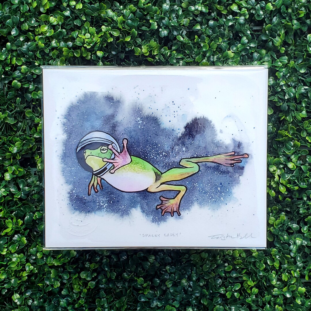 Spacey Casey / Giclee Print / Watercolor Painting / Frog With Hat ...