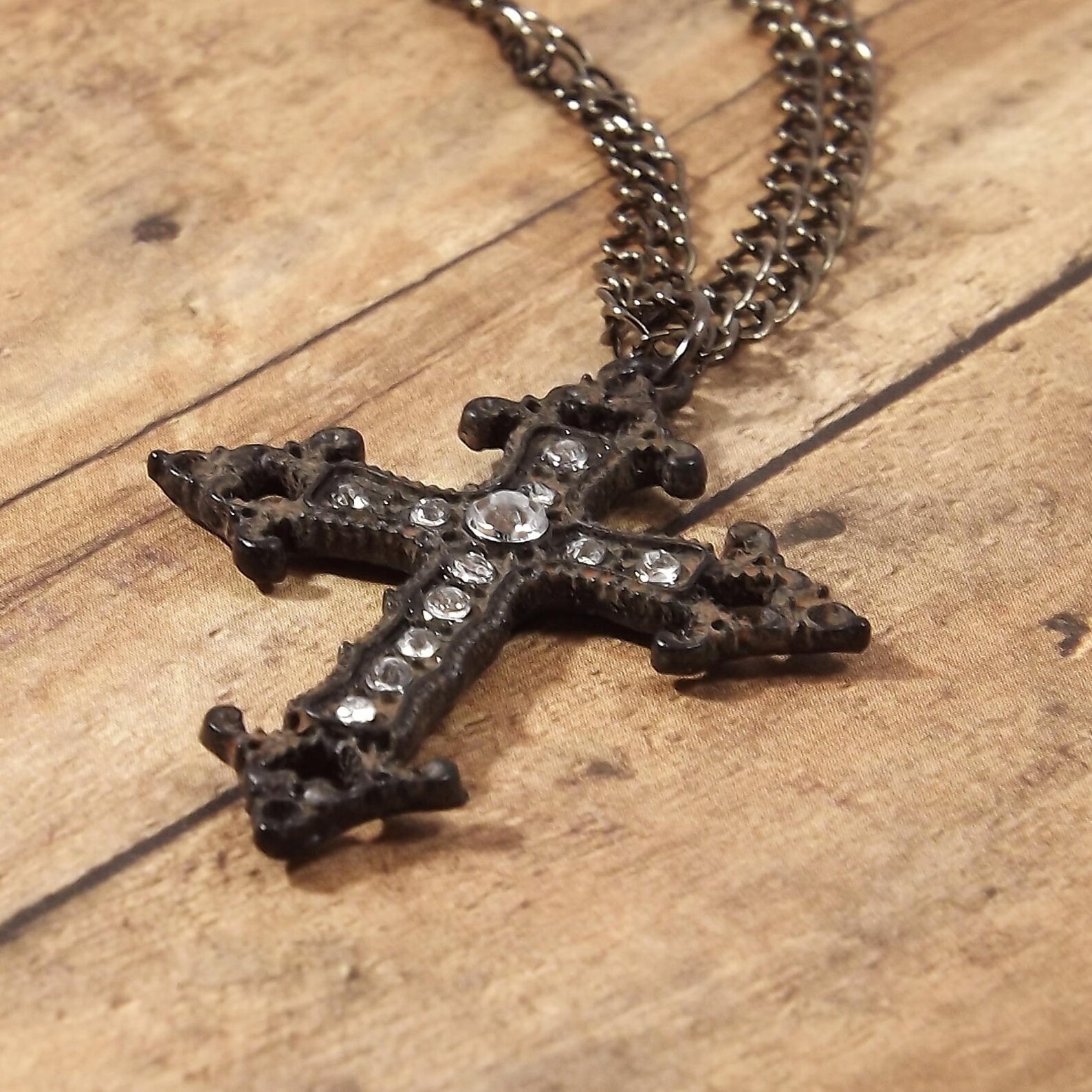 Antique Copper Cross and Crystal Necklace is a Terrific Adult Baptism ...