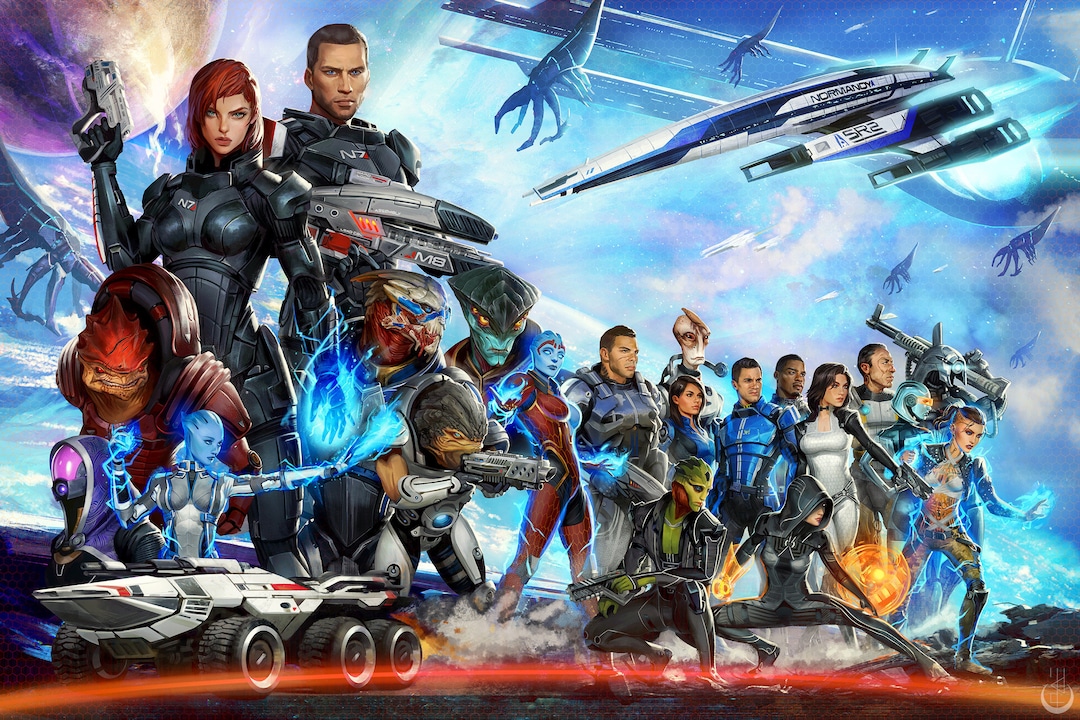 Mass Effect 3 Commander Shepard and the Normandy N7 Day Art Print 11x17 ...
