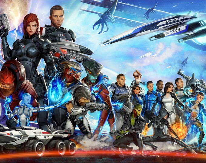 Mass Effect 3 Commander Shepard and the Normandy N7 Day Art Print 11x17 ...