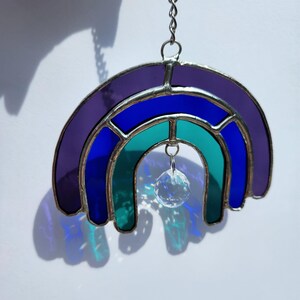 Stained Glass Teal Rainbow Suncatcher - Etsy