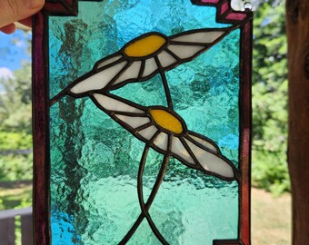 Half Daisy Stained Glass Window Panel - Etsy