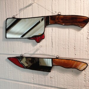 Stained Glass Bloody Butcher Knife Mirrors - Etsy
