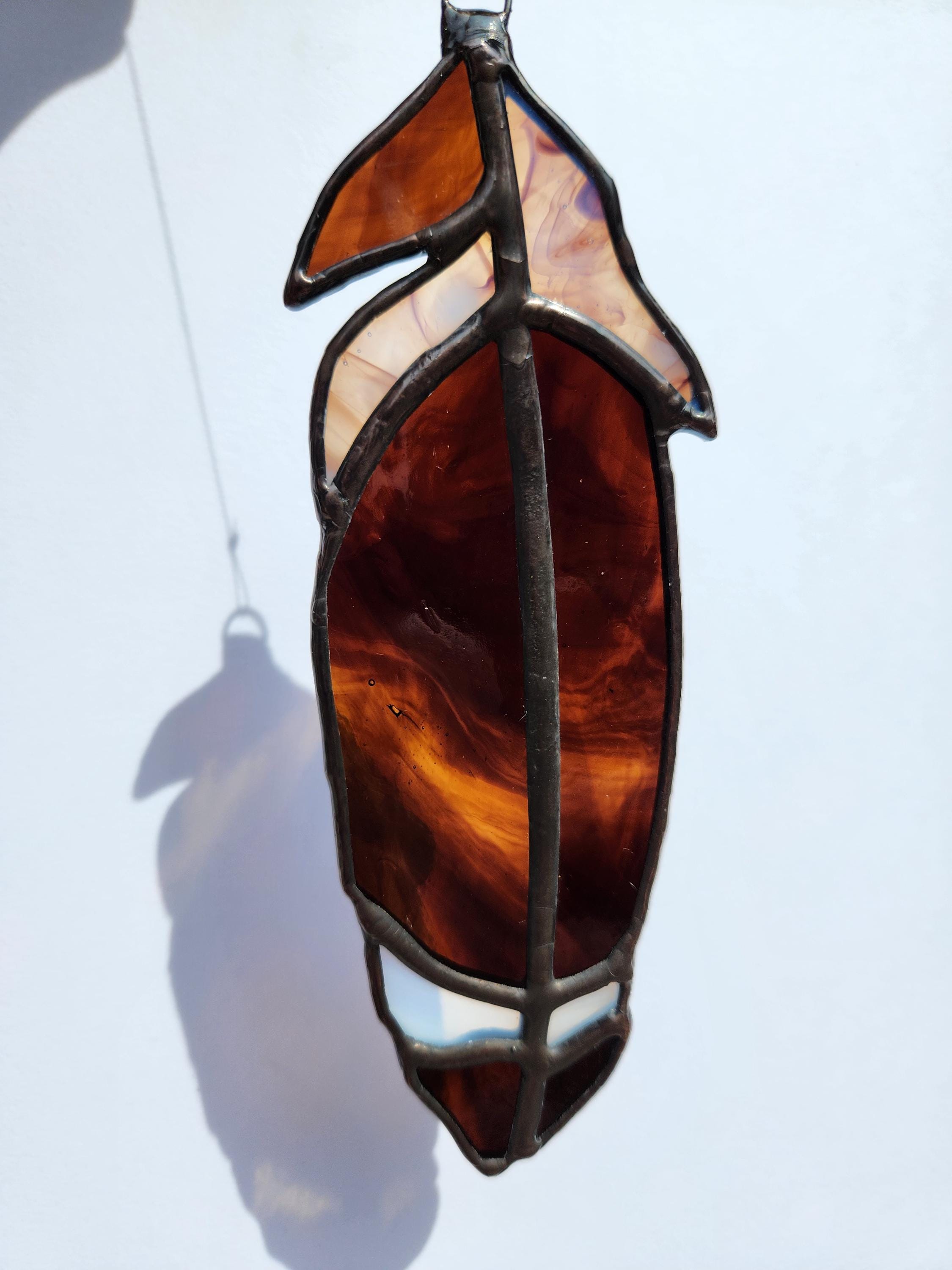 Stained Glass Hawk Feather Suncatcher - Etsy