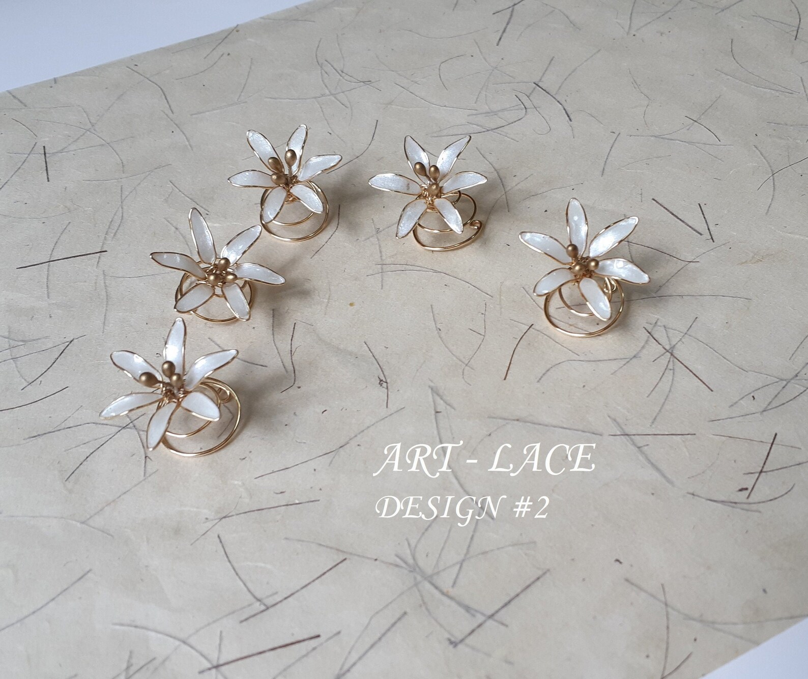 Jasmine Flower Hair Pin Spiral Swirls Twists, Bridal Flower Hair Clip ...