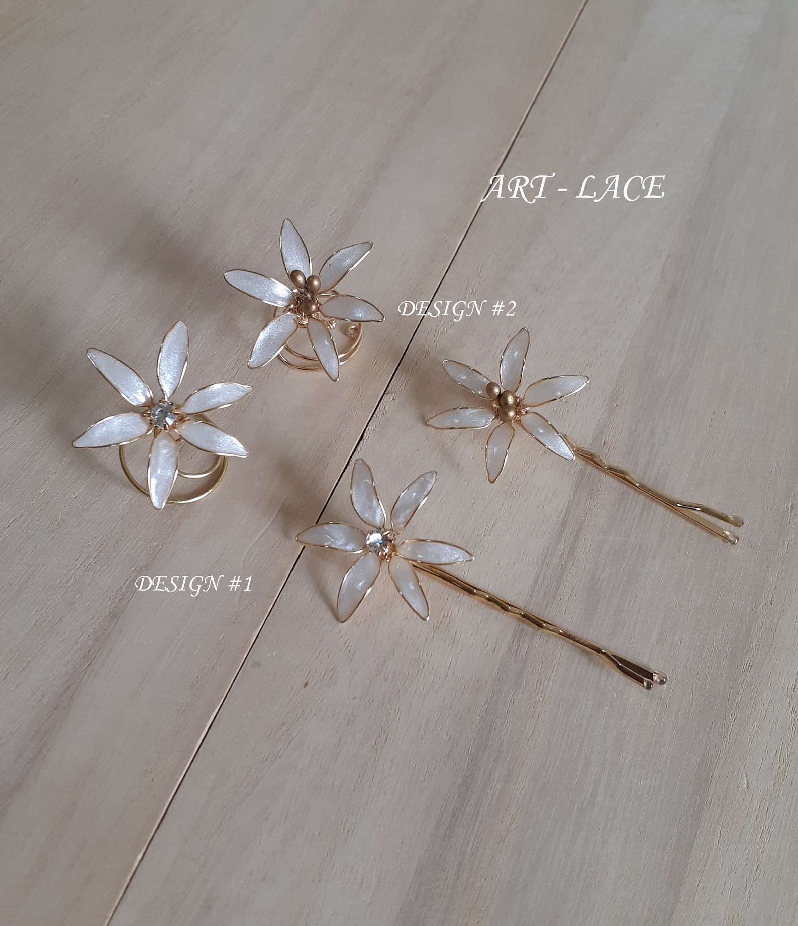 Jasmine Flower Hair Pin Spiral Swirls Twists, Bridal Flower Hair Clip ...