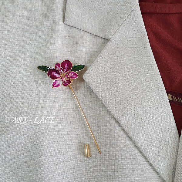 Orchid Lapel Pin - Etsy