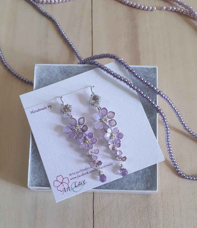 Lavender Earring, Bridal Flower Earring, Xmas Earring Gift, Lilac ...