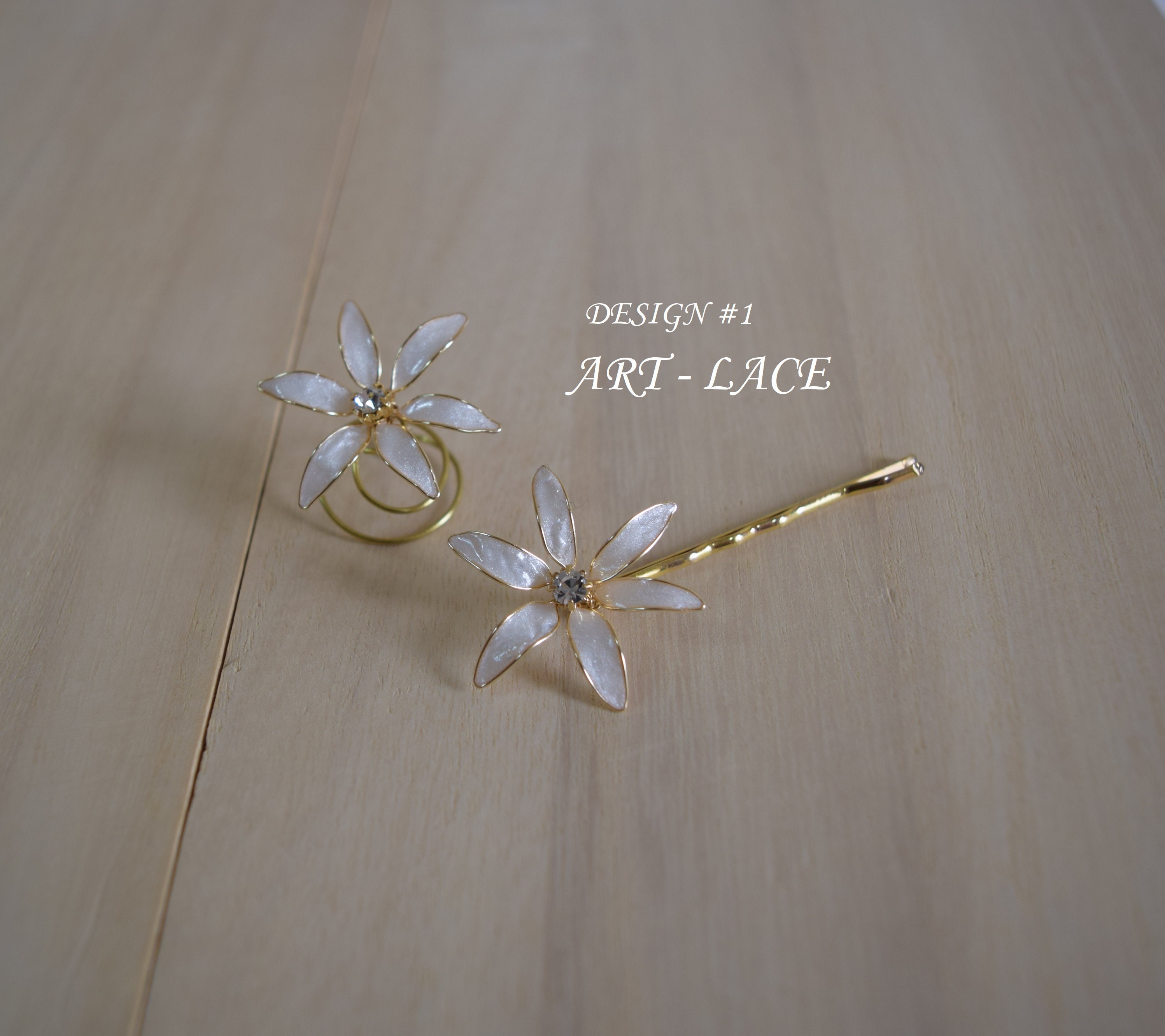 Jasmine Flower Hair Pin Spiral Swirls Twists, Bridal Flower Hair Clip ...
