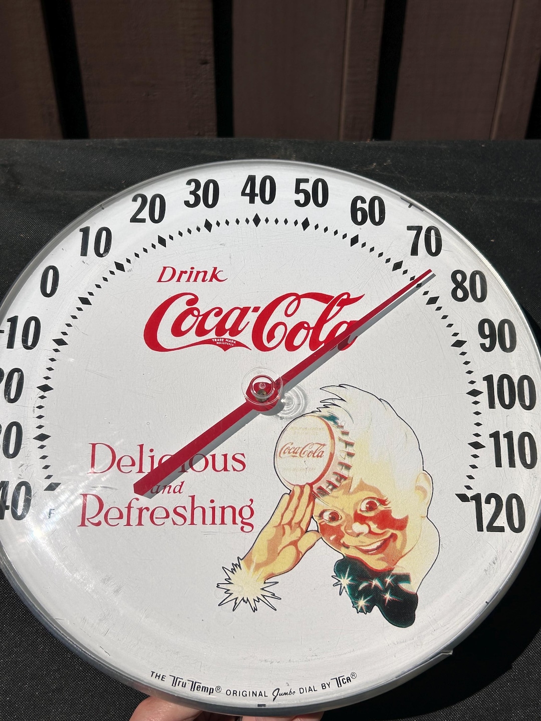 1950’s Coca Cola “sprite Boy” Thermometer 12” WHITE Round Tin ...