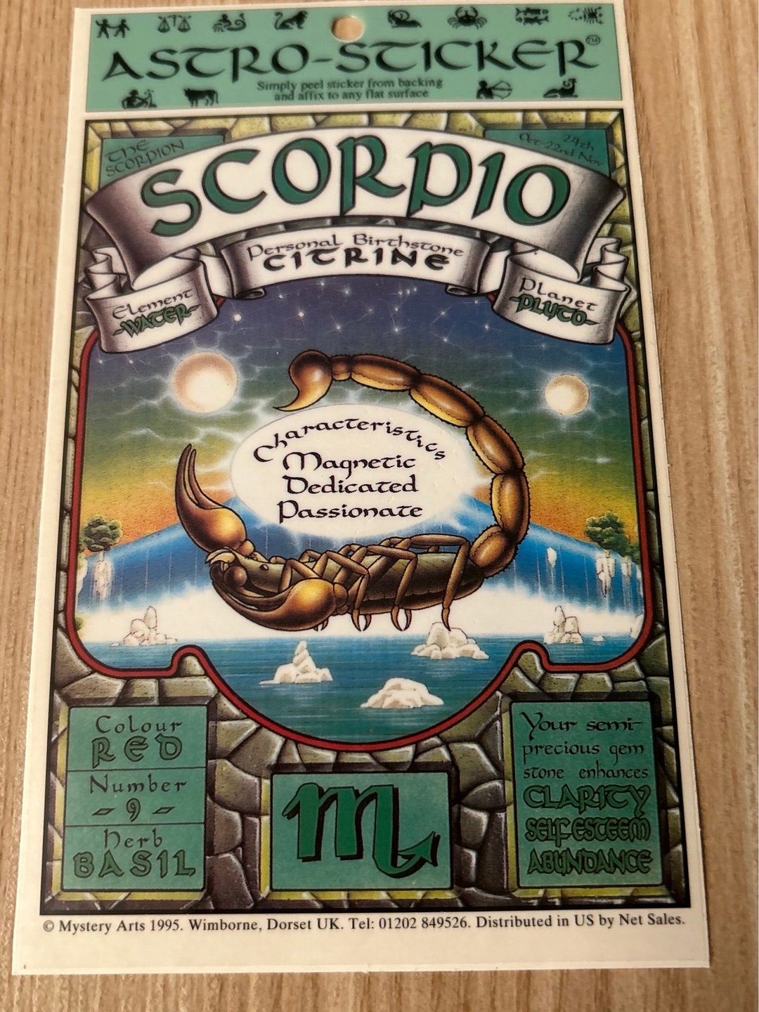 1995 Mystery Arts astro-sticker SCORPIO Astrology Sticker. 4x5.5 - Etsy