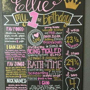 Hand Painted First Birthday Sign / Birthday Chalk Board/ Milestone ...