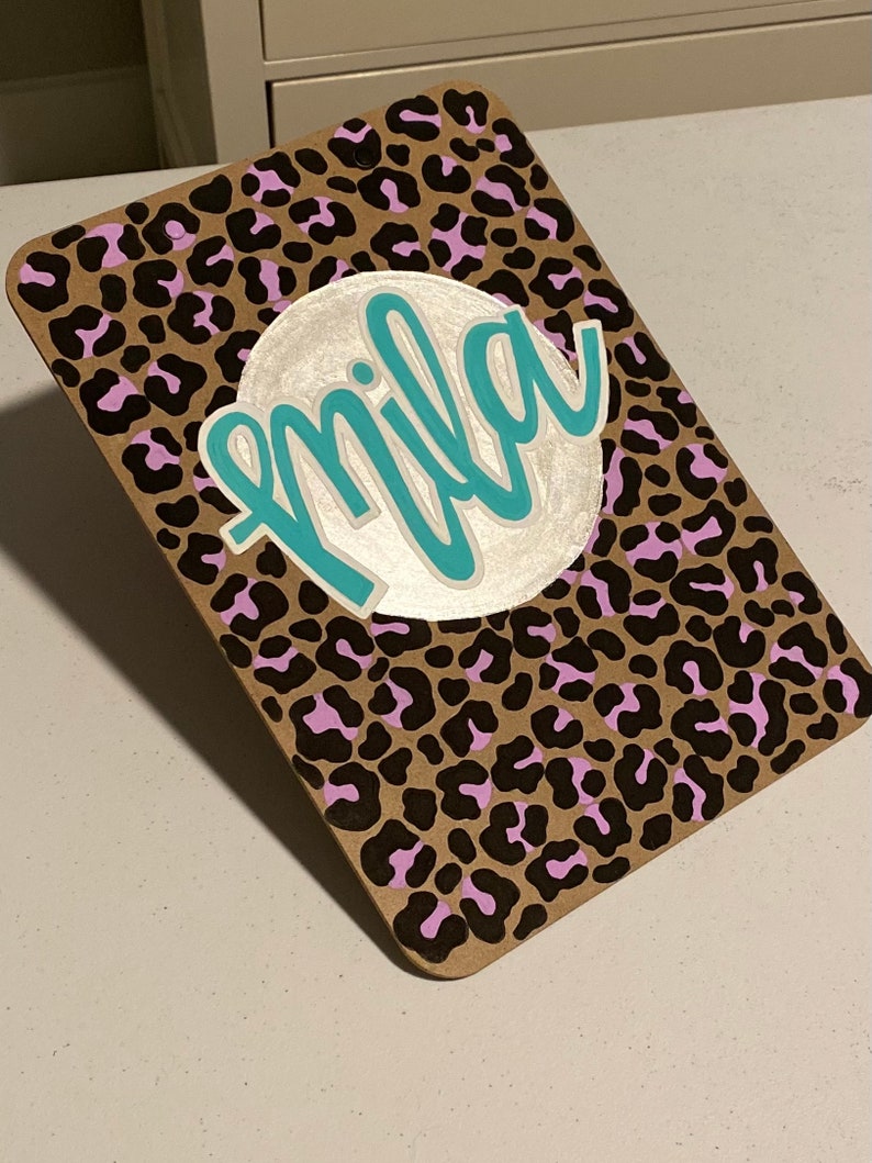 Leopard Print Hand Painted Clipboard / Personalized Clip Board ...