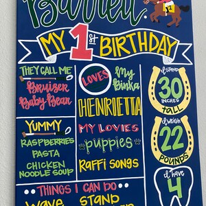 Hand Painted First Birthday Sign / Birthday Chalk Board/ Milestone ...