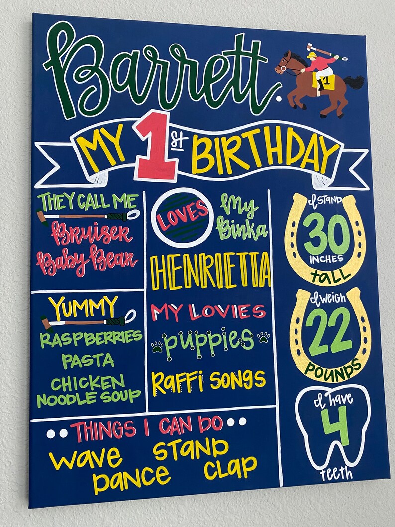 Hand Painted First Birthday Sign / Birthday Chalk Board/ Milestone ...