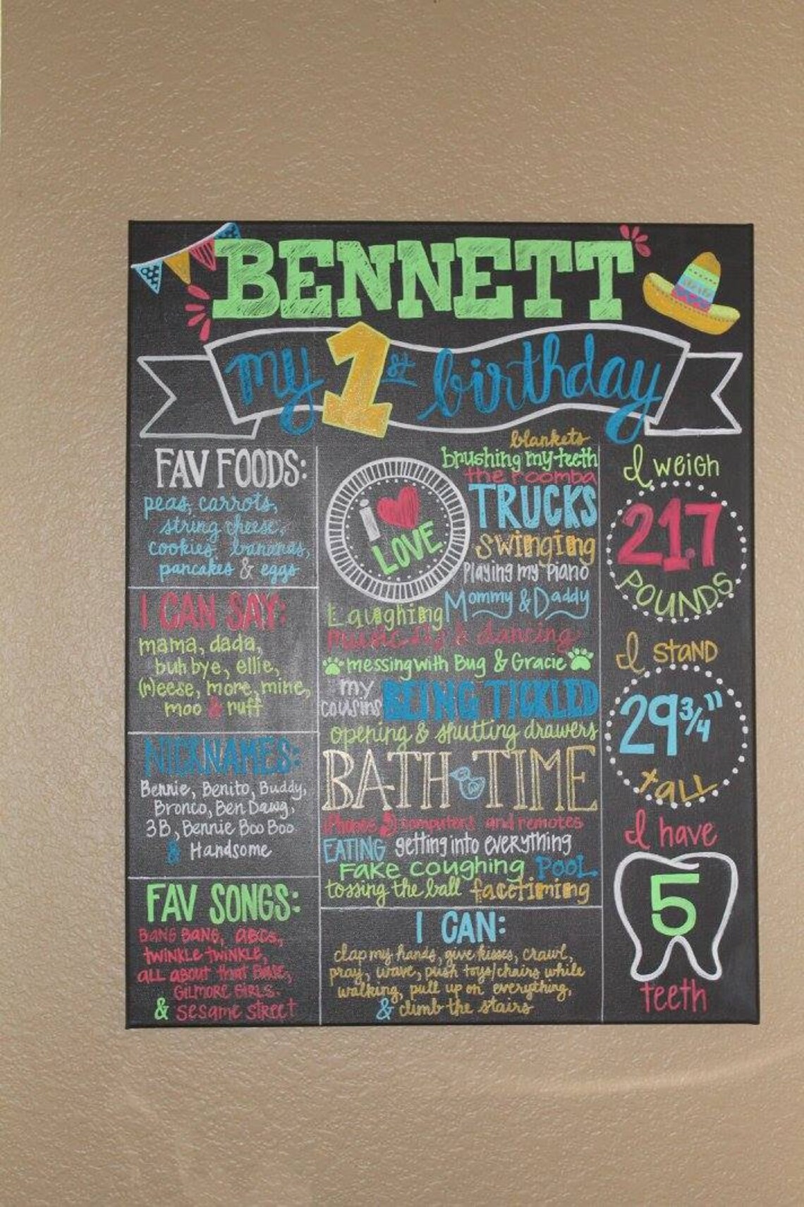 Hand Painted First Birthday Sign / Birthday Chalk Board/ - Etsy