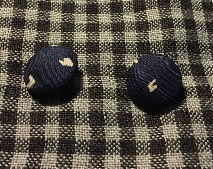 Vintage 2mm Fabric Buttons-set of 2-navy-cream-prym Patented-shank ...