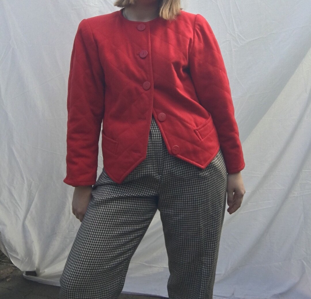 YSL Vintage 80s Red Jacket Quilted Wool / Winter Jackets Long Sleeve ...