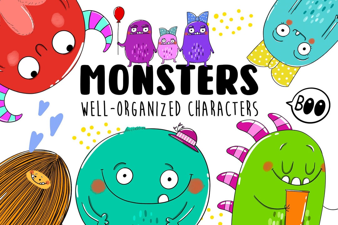 INSTANT DOWNLOAD Cute Monsters Illustrations With Psd, Png Files - Etsy