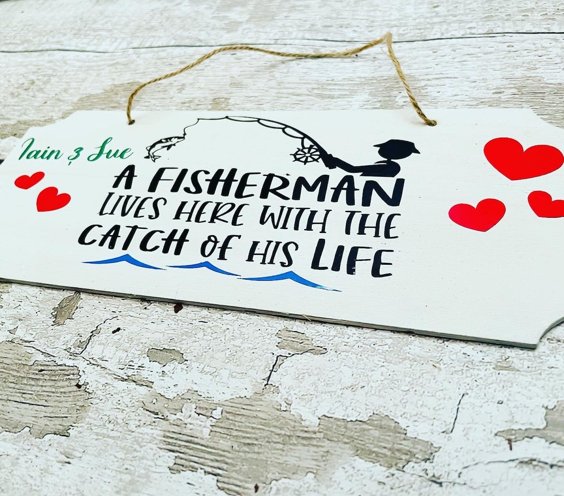 Personalised Fishing signs funny fishing sign fisherman | Etsy