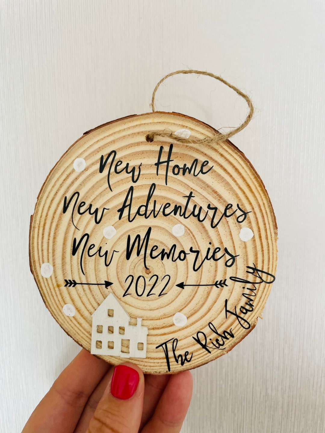 Rustic New Home Plaque * Wood Slice * Personalised * New Homeowners ...