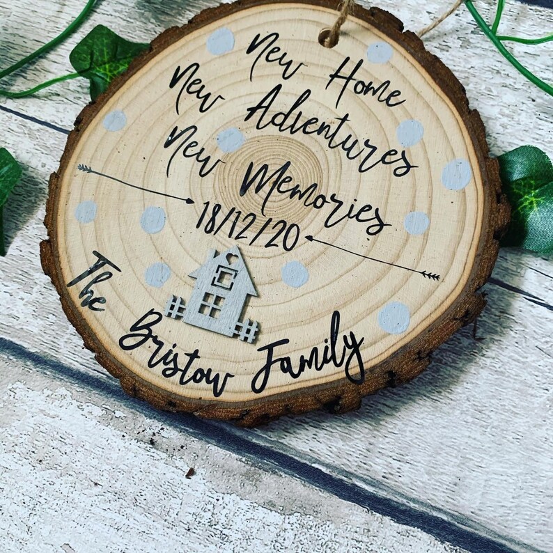 Rustic New Home Plaque Wood Slice Personalised New - Etsy