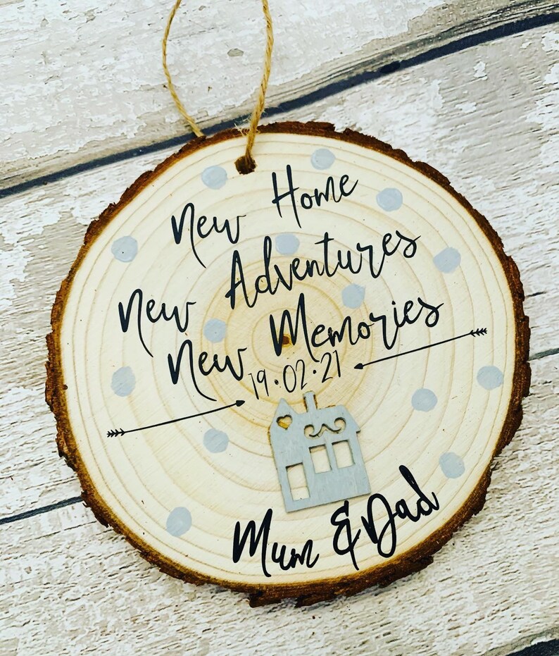 Rustic New Home Plaque Wood Slice Personalised New - Etsy