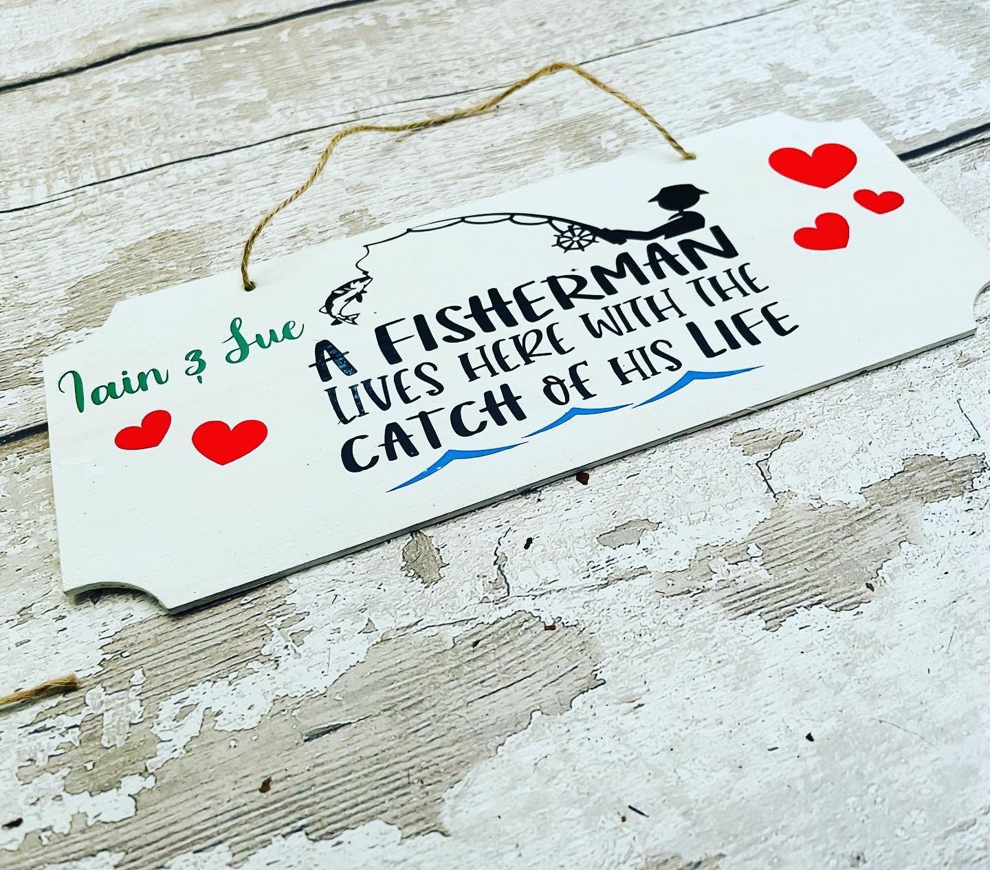 Personalised Fishing signs funny fishing sign fisherman | Etsy