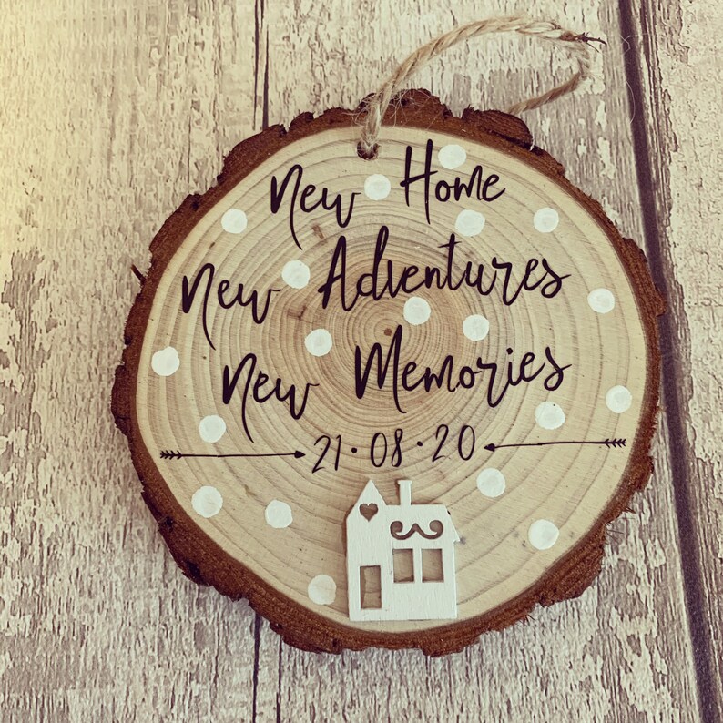Rustic New Home Plaque Wood Slice Personalised New - Etsy
