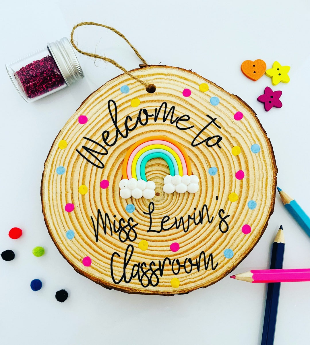 Rainbow Teacher Gift, Teacher Sign, Classroom Sign, Nursery Nurse Sign ...